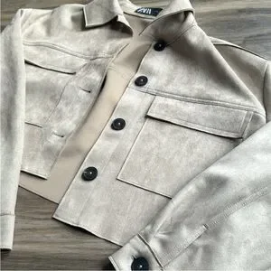 Zara | Jackets & Coats | Zara Beige Cropped Jacket | Poshmark